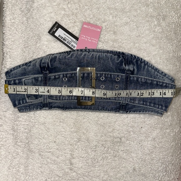 PrettyLittleThing | Tops | Vintage Belted Denim Bando Top By Pretty ...